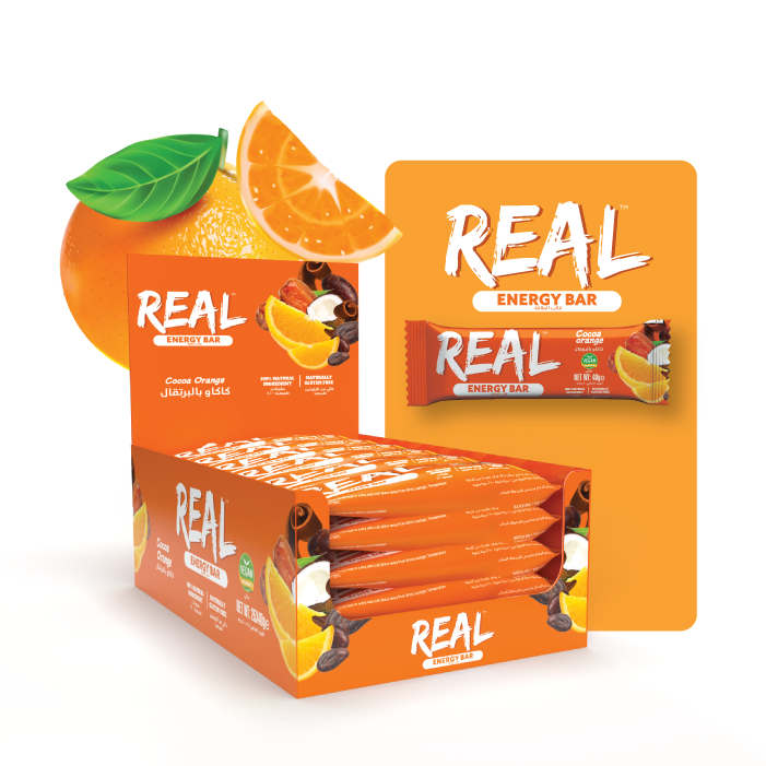 Buy Real Energy Bar Cocoa Orange 40g -Box of 25 Pcs online at best ...