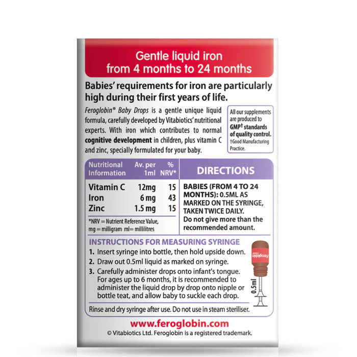 Buy Vitabiotics Feroglobin Baby Drops 30ml online at best price in the ...