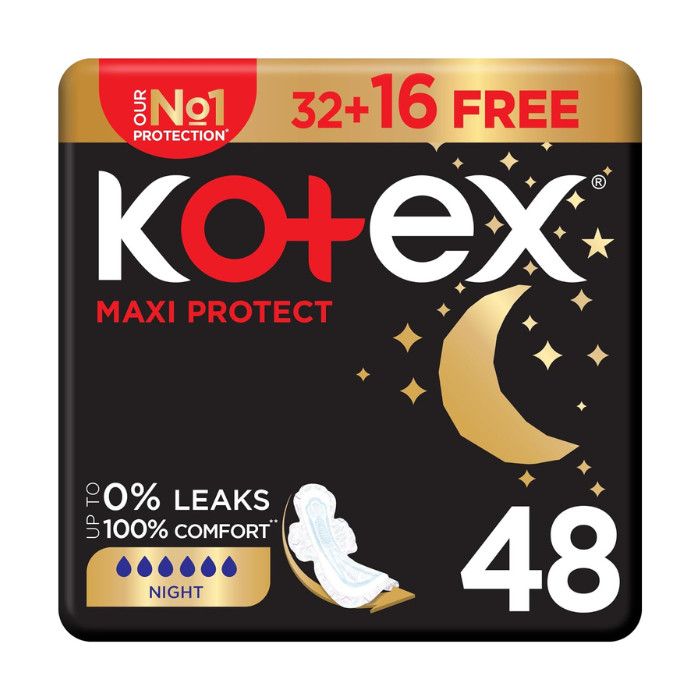Buy Kotex Maxi Thick Pads Mega Pack Night 48s Promo online at best price in the UAE | Life Pharmacy
